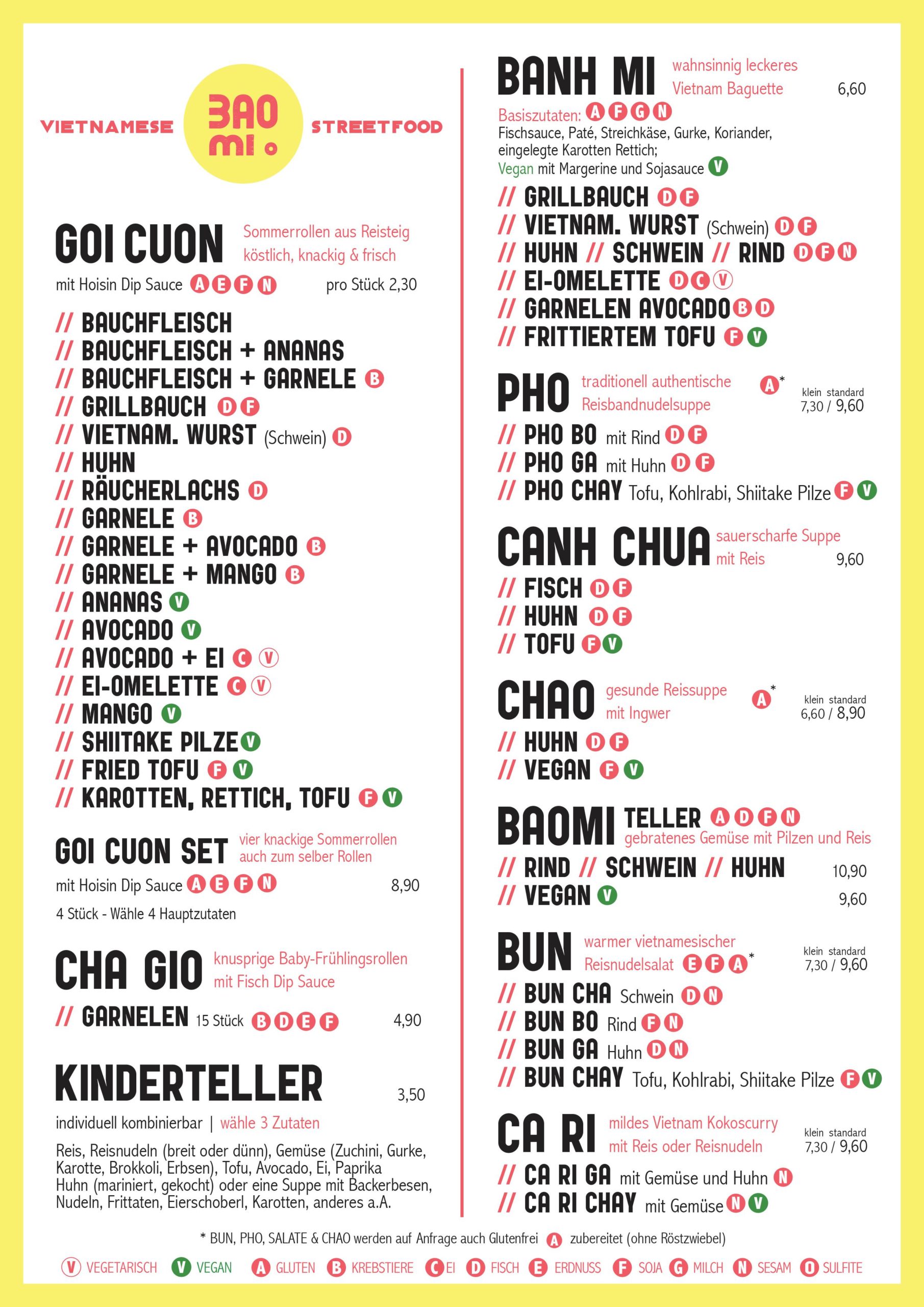Menu – Baomi | Vietnamesisches Bistro | Kinder Spiel Café